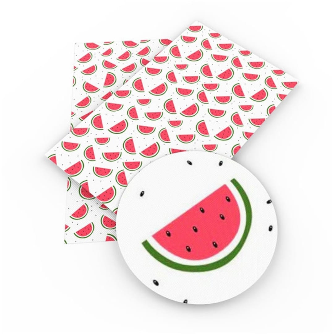 Sliced Watermelon Faux Leather Sheet Summer Red Melons Seeds Synthetic ...