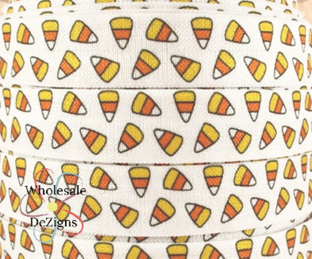 Candy Corn Foe 1.75 Print Fold Over Elastic 5/8 Foe DIY Headbands Fall ...