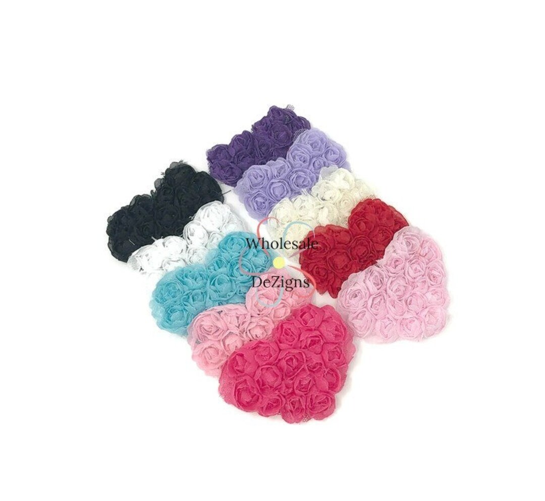 Rosette Hearts Shabby Chiffon Small Rose Heart Appliques - Etsy