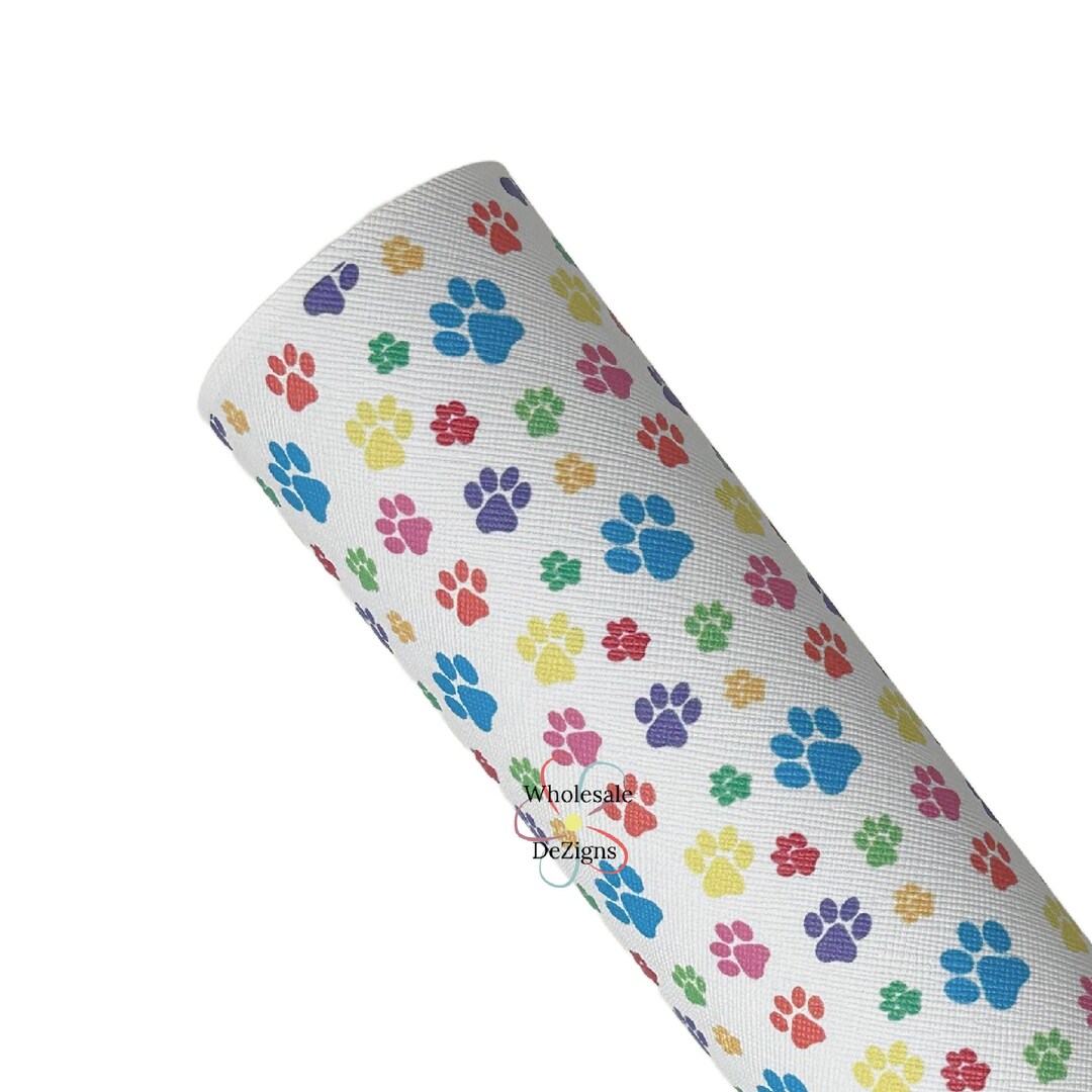 Paw Print Faux Leather Sheet | Animals Paws Dogs Cats Textured ...