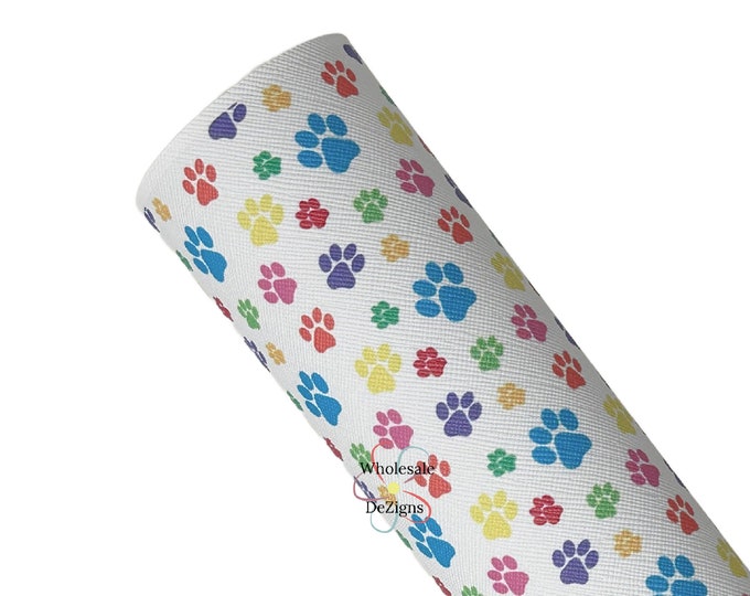 Paw Print Faux Leather Sheet | Animal Print Dogs Cats Textured ...