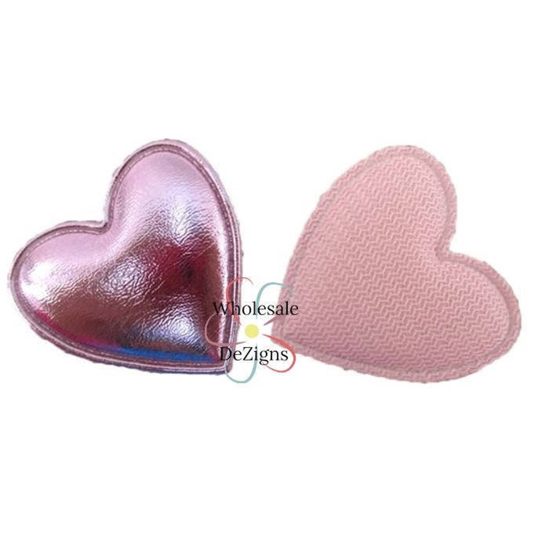 Pink Metallic Heart Padded Appliques - Fabric Back Embellishment 1.25 ...