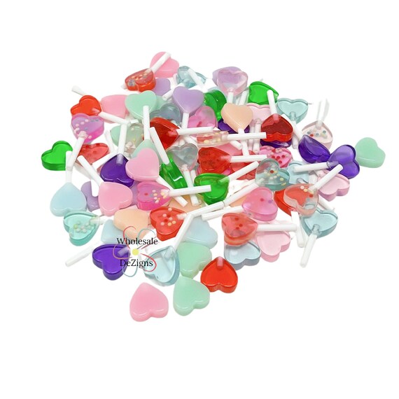Grab Bag of Lollipop Resins Cabochons Pastel Heart Lolli's - Etsy