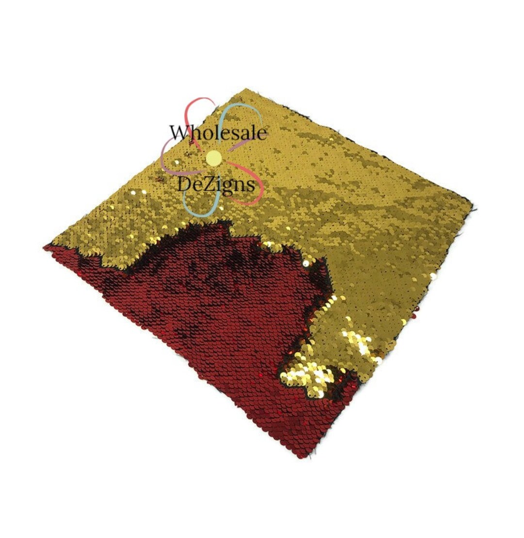 Reversible Sequin Fabric Sheet Printed Christmas Red and Gold ...
