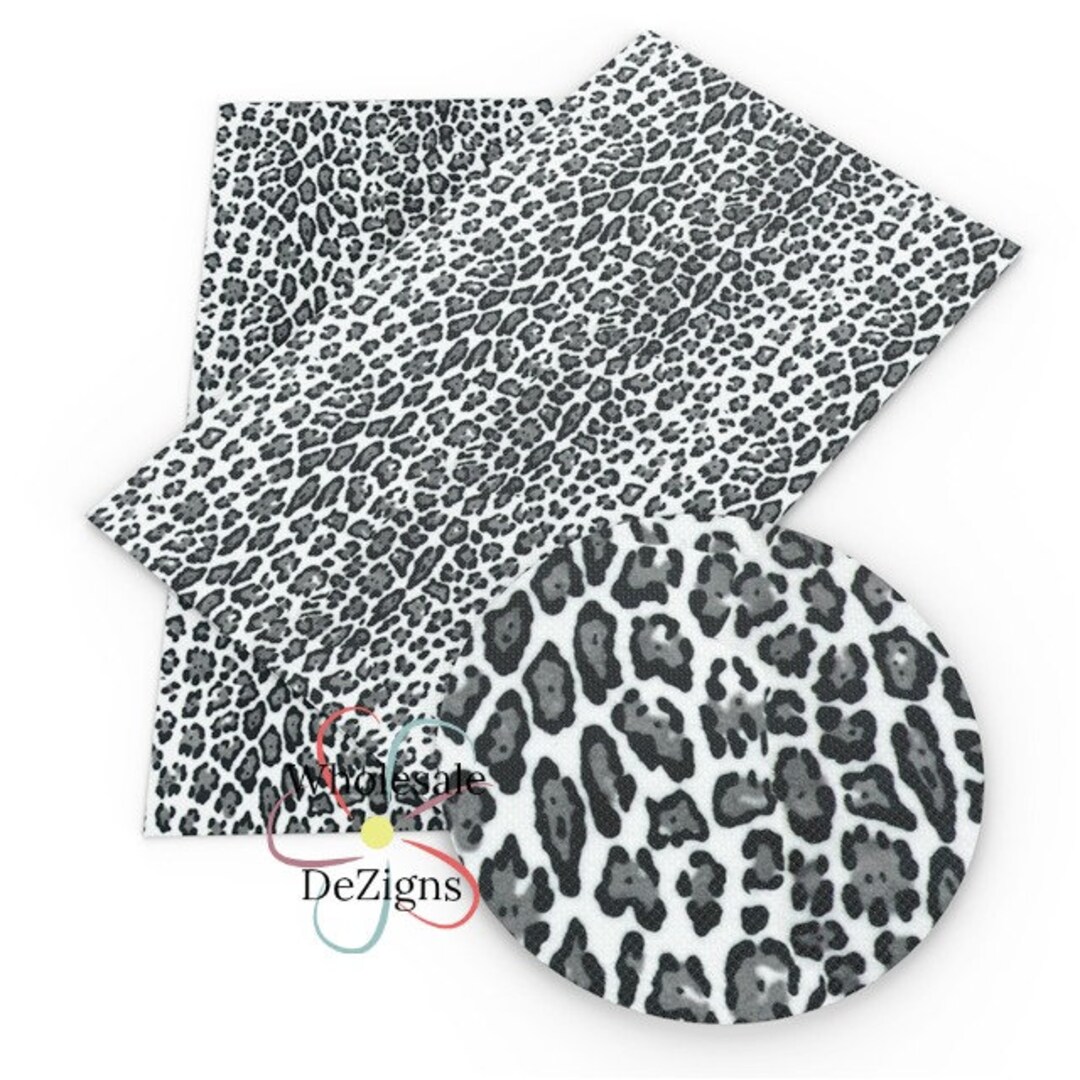 Grey Leopard Print Faux Leather Sheet, Cheetah Black and Gray Animal ...