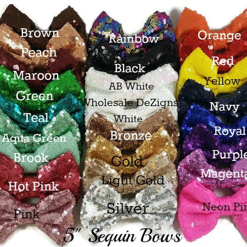 Sequin Bows 5 Inches Large Shimmery Bow DIY no Clip - Etsy