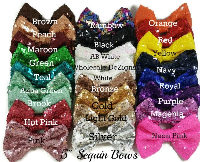 Sequin Bows 5 Inches Large Shimmery Bow DIY no Clip - Etsy