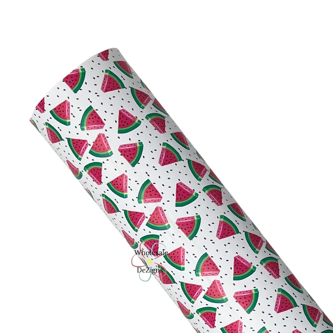 Sliced Watermelon Smooth Faux Leather Sheets | Summer Pink Melons Seeds ...