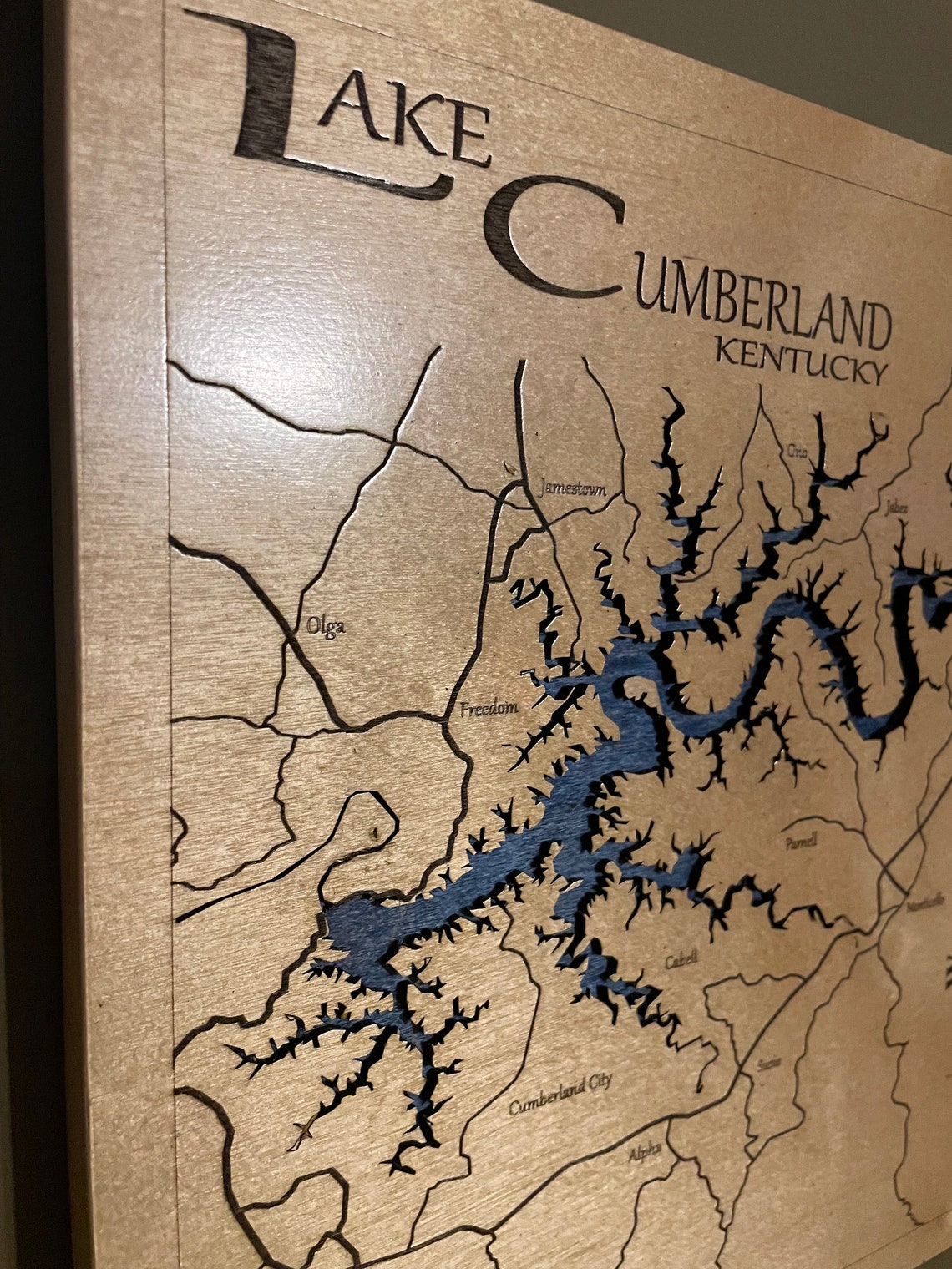Lake Cumberland Kentucky Laser Engraved Map - Etsy