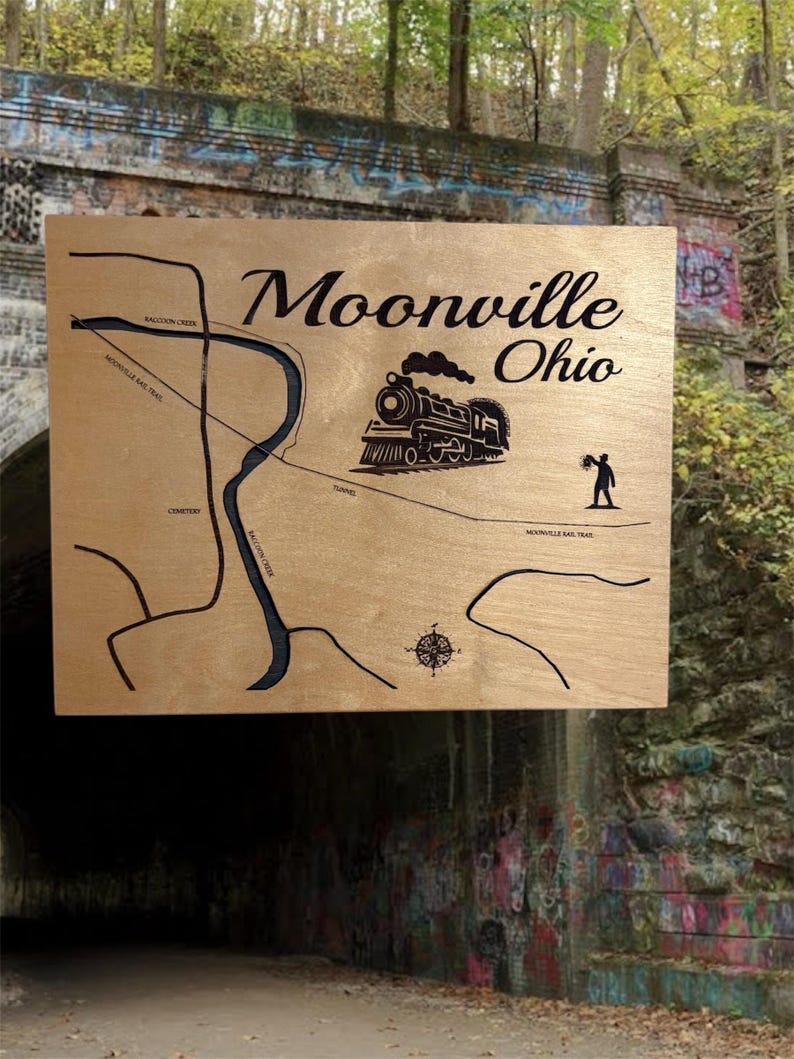 Moonville Ohio Laser Engraved Map - Etsy