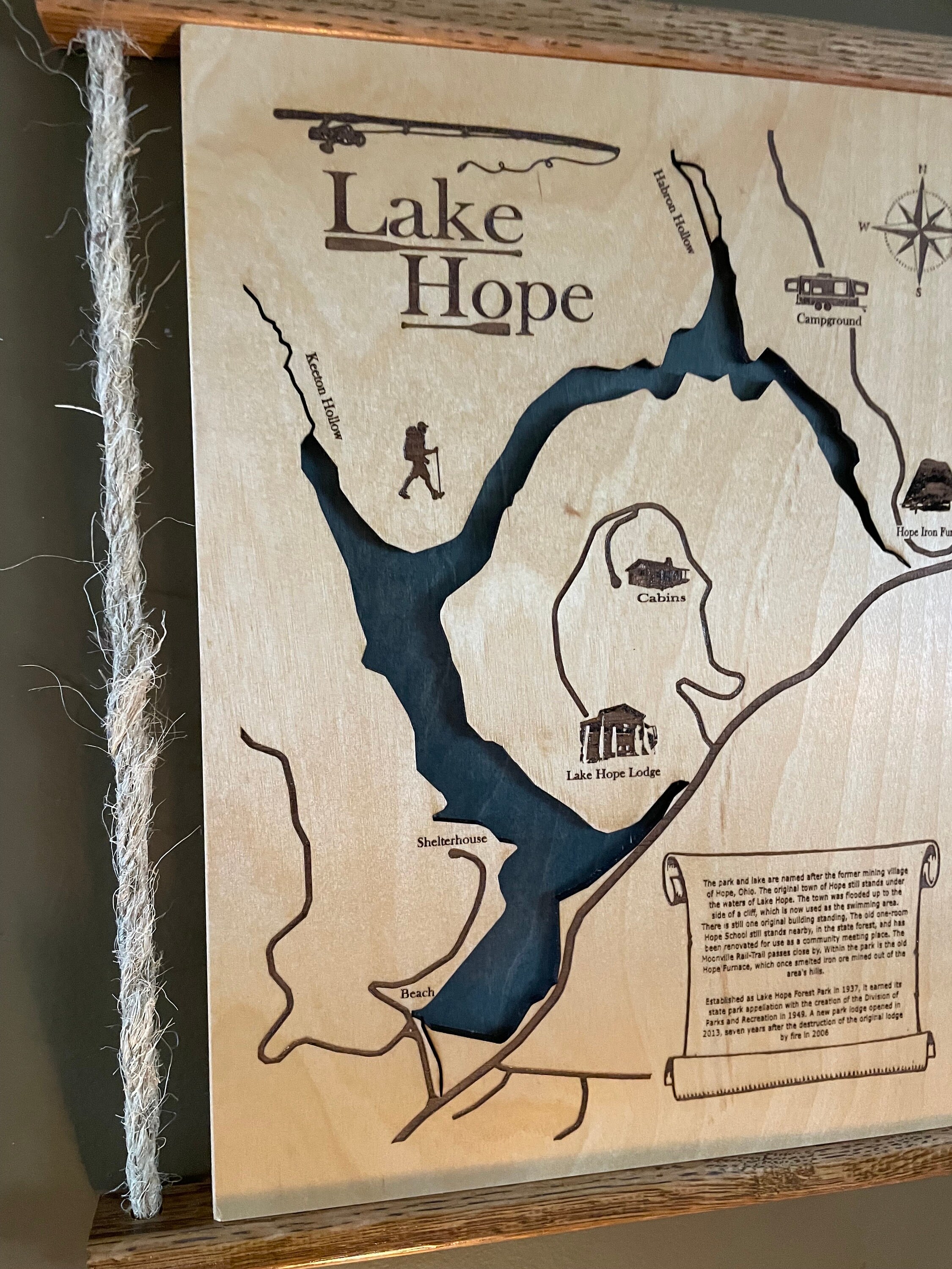 Laser Engraved Lake Map Lake Hope Wall Art - Etsy