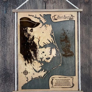 Blackbeard Map of Outer Banks Wall Art Coastal Decor - Etsy