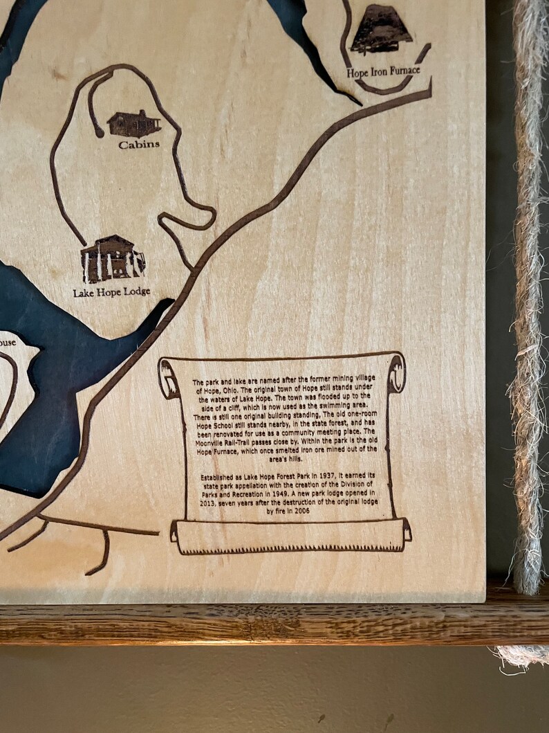 Laser Engraved Lake Map Lake Hope Wall Art - Etsy