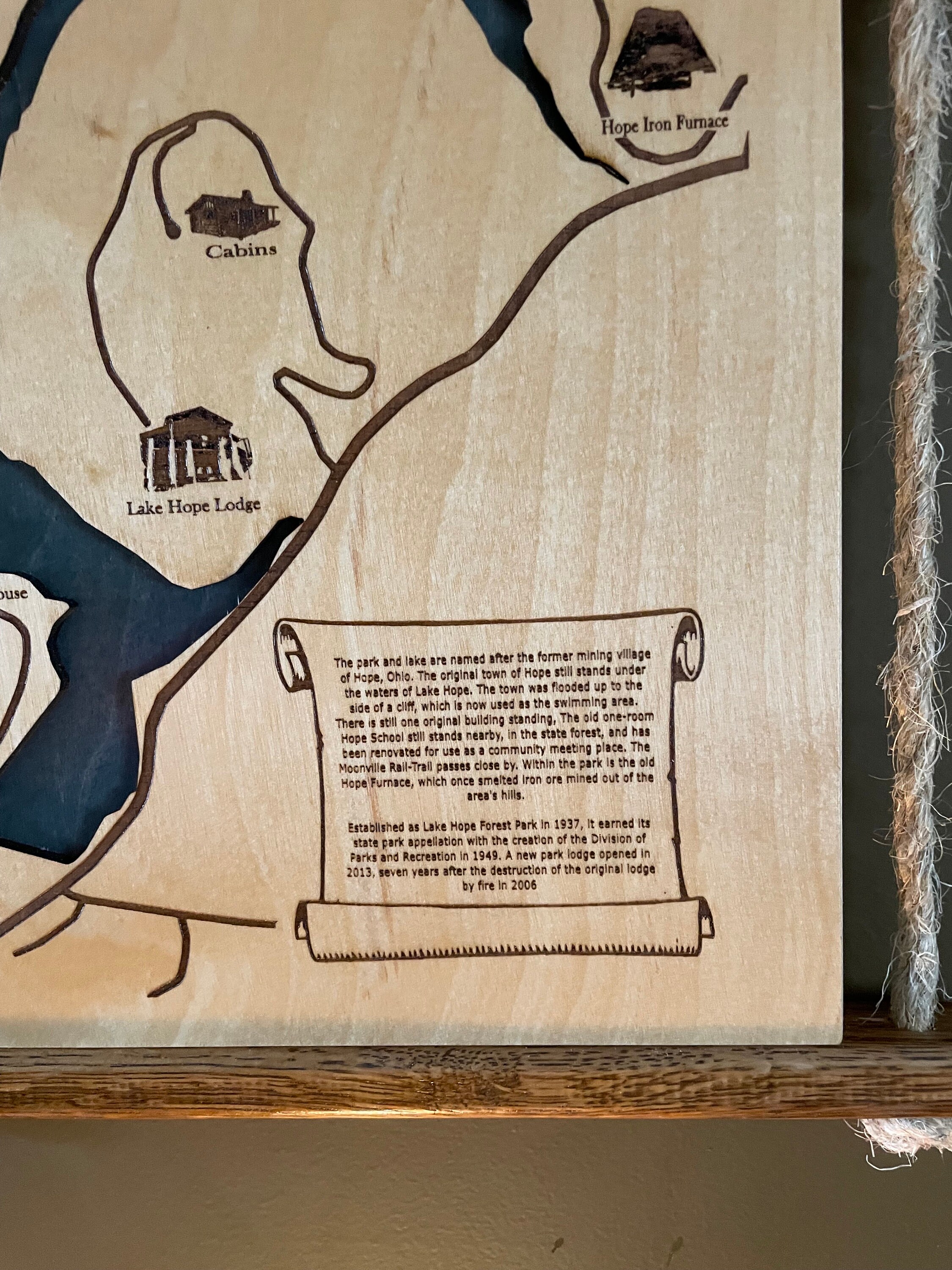 Laser Engraved Lake Map Lake Hope Wall Art - Etsy