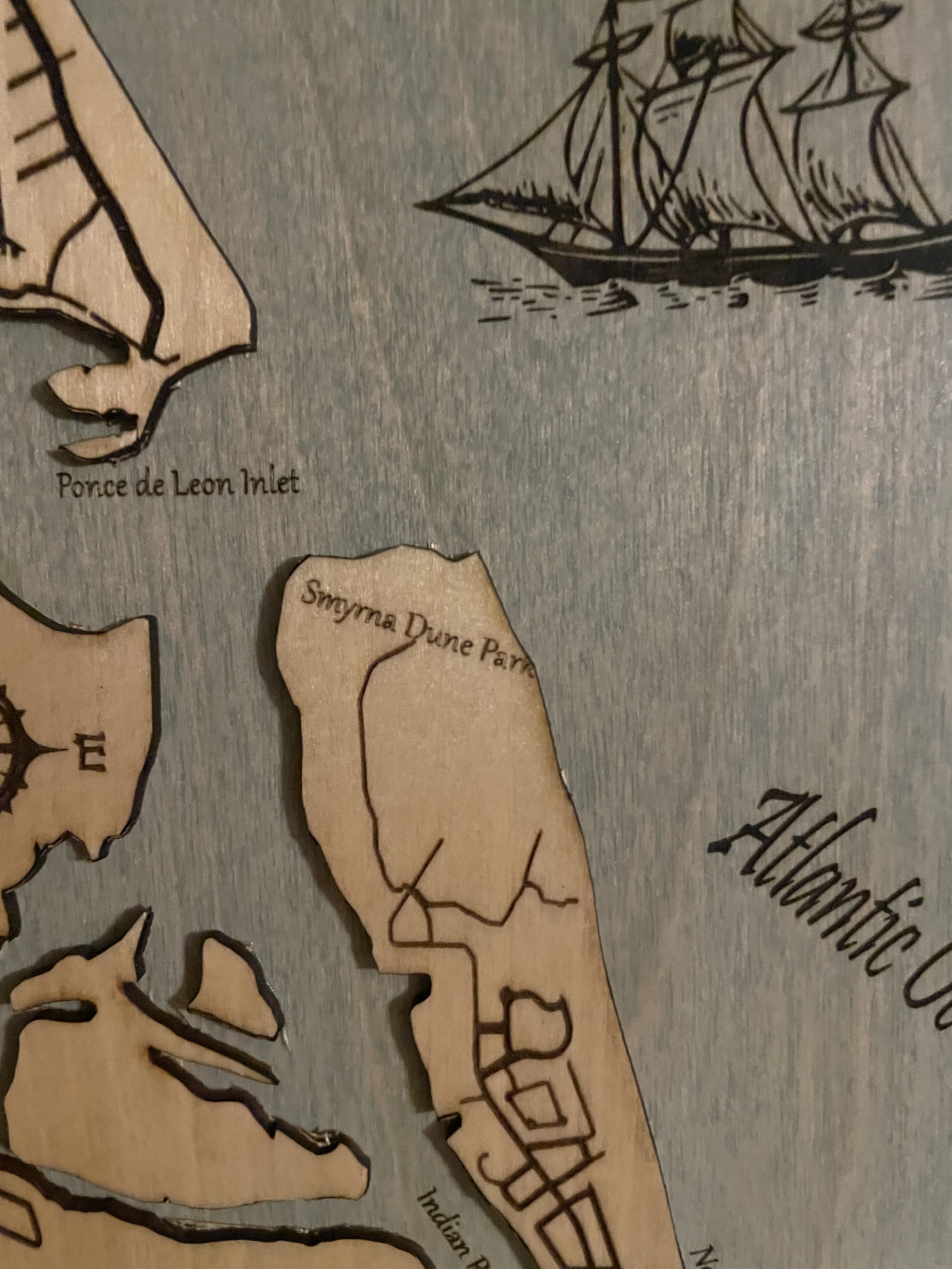 Laser Engraved Ponce Inlet Wood Map – Nautical Coastal Wall Art - Etsy