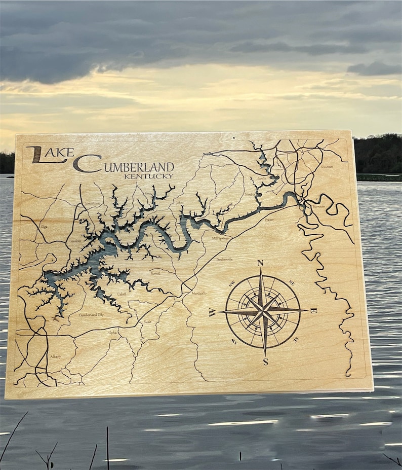 Lake Cumberland Wooden Map - Engraved Kentucky Lake Art - Etsy