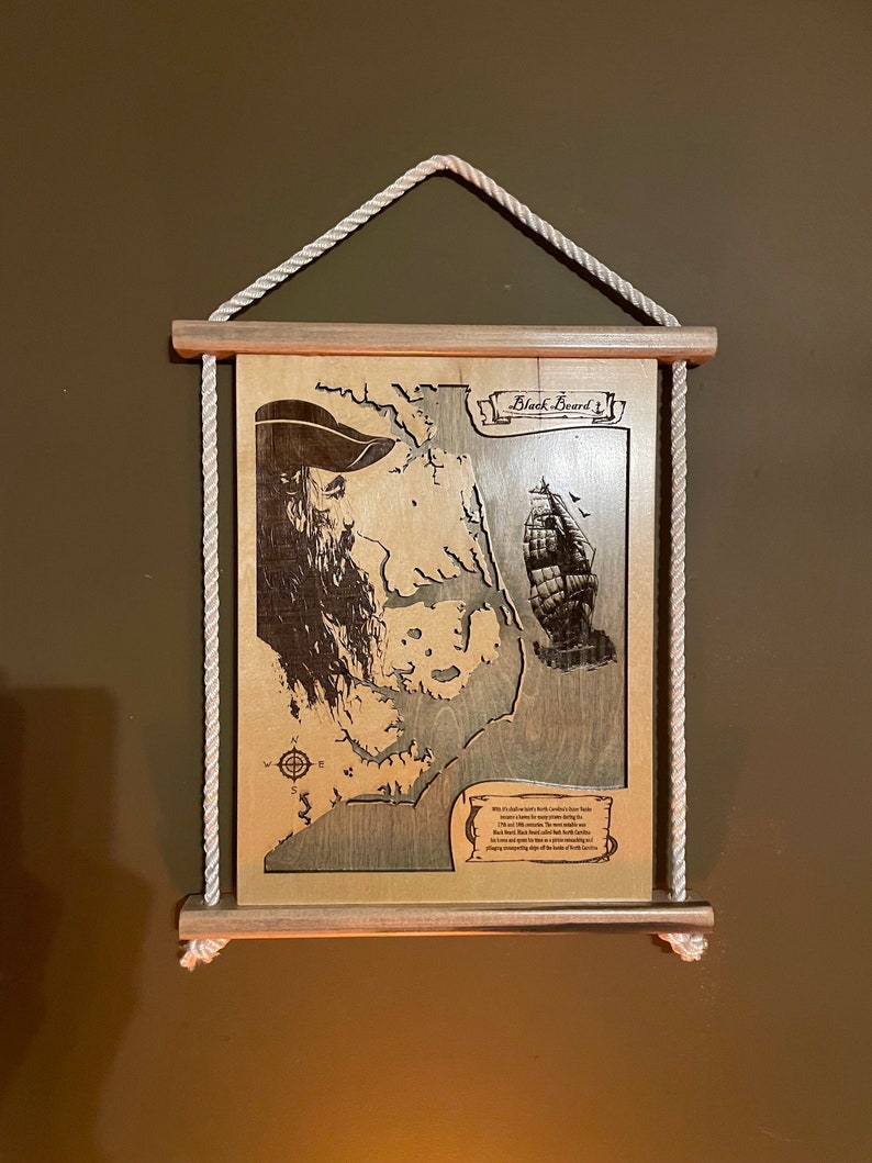 Blackbeard Map of Outer Banks Wall Art Coastal Decor - Etsy