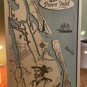Ponce Inlet Vacation Memories Coastal Florida Map Wall Art - Etsy