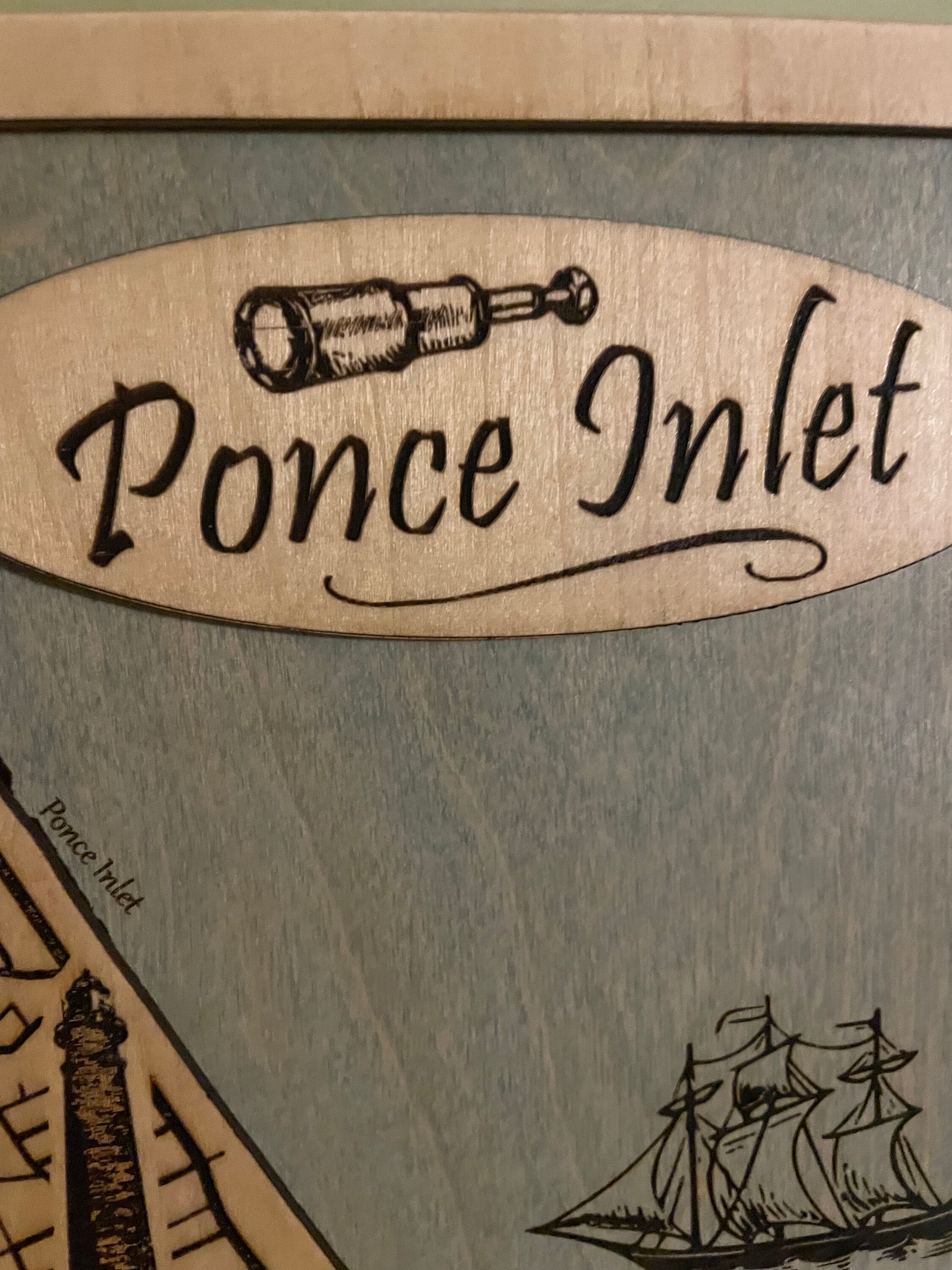 Laser Engraved Ponce Inlet Wood Map – Nautical Coastal Wall Art - Etsy