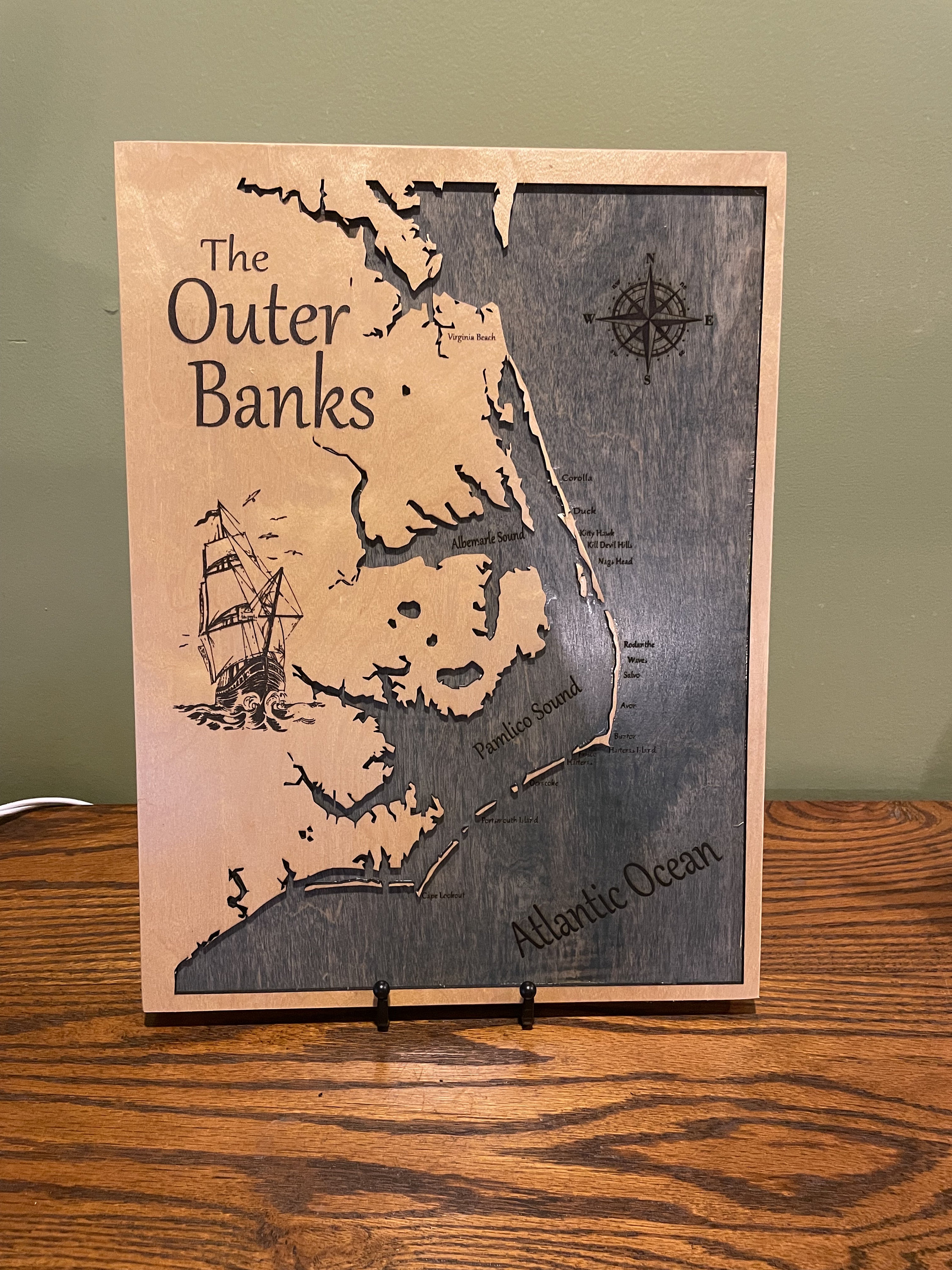 Seaside Souvenir the Outer Banks Vacation Memories Coastal Map Wall Art ...