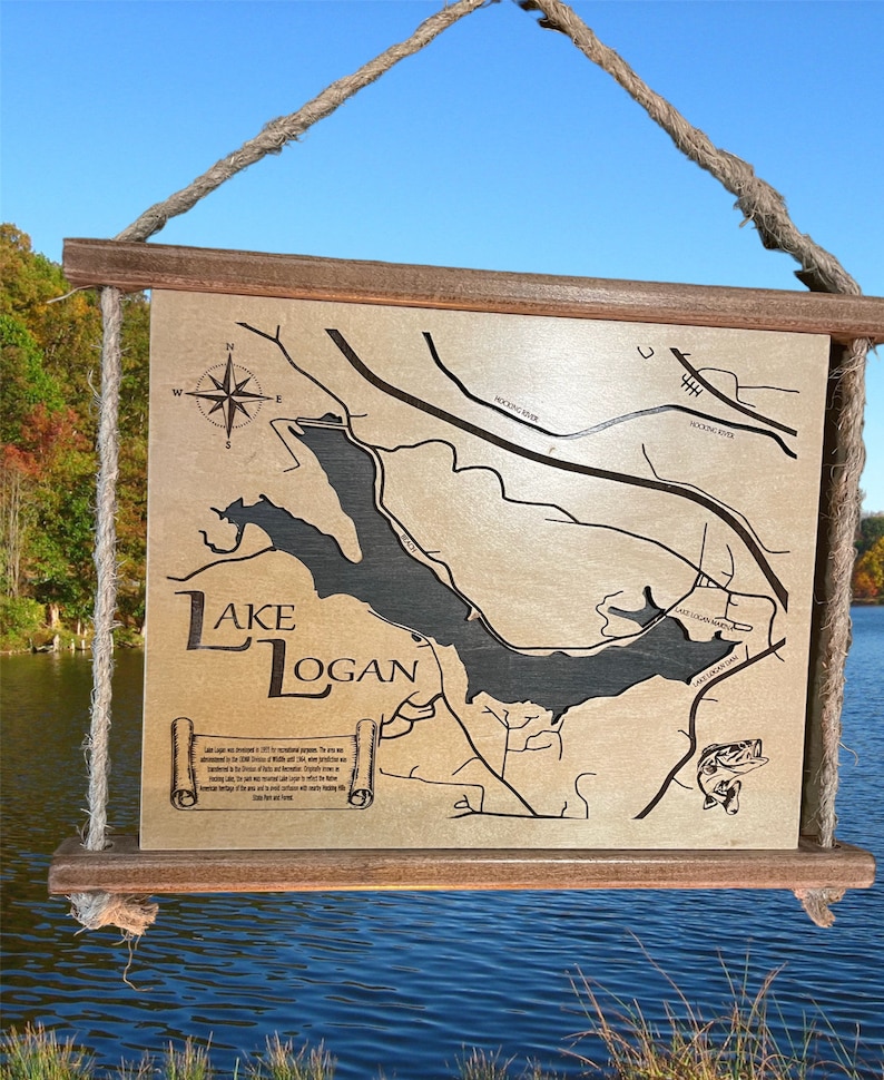 Lake Logan Laser Engraved Map - Etsy