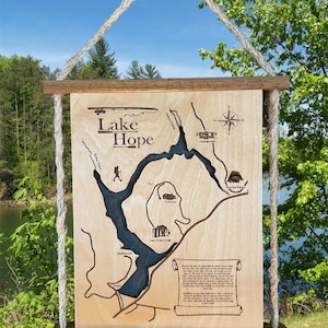 Laser Engraved Lake Map Lake Hope Wall Art - Etsy