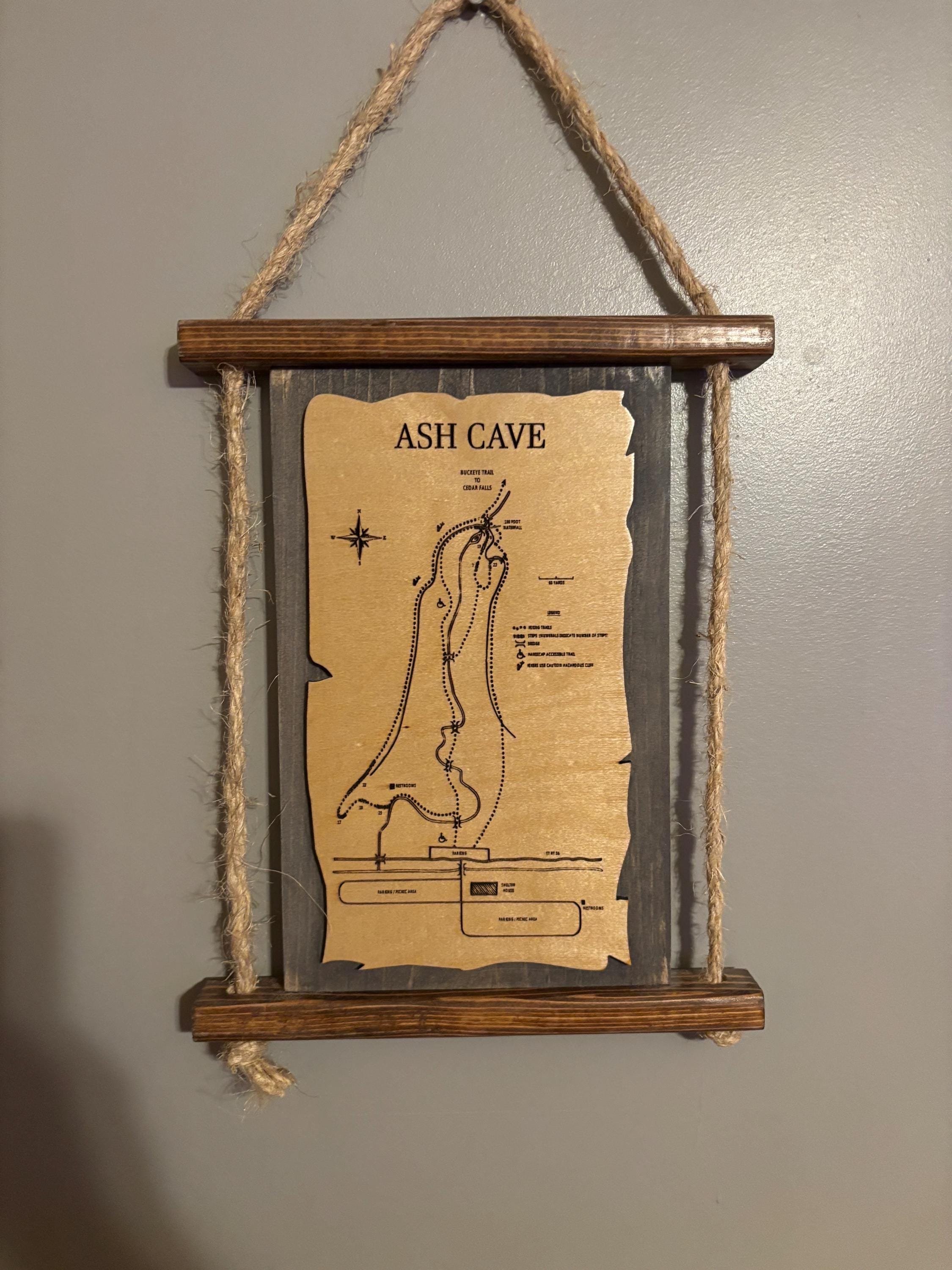 Ash Cave Trail Map Wood Wall Art – Hocking Hills Hiking Decor - Etsy