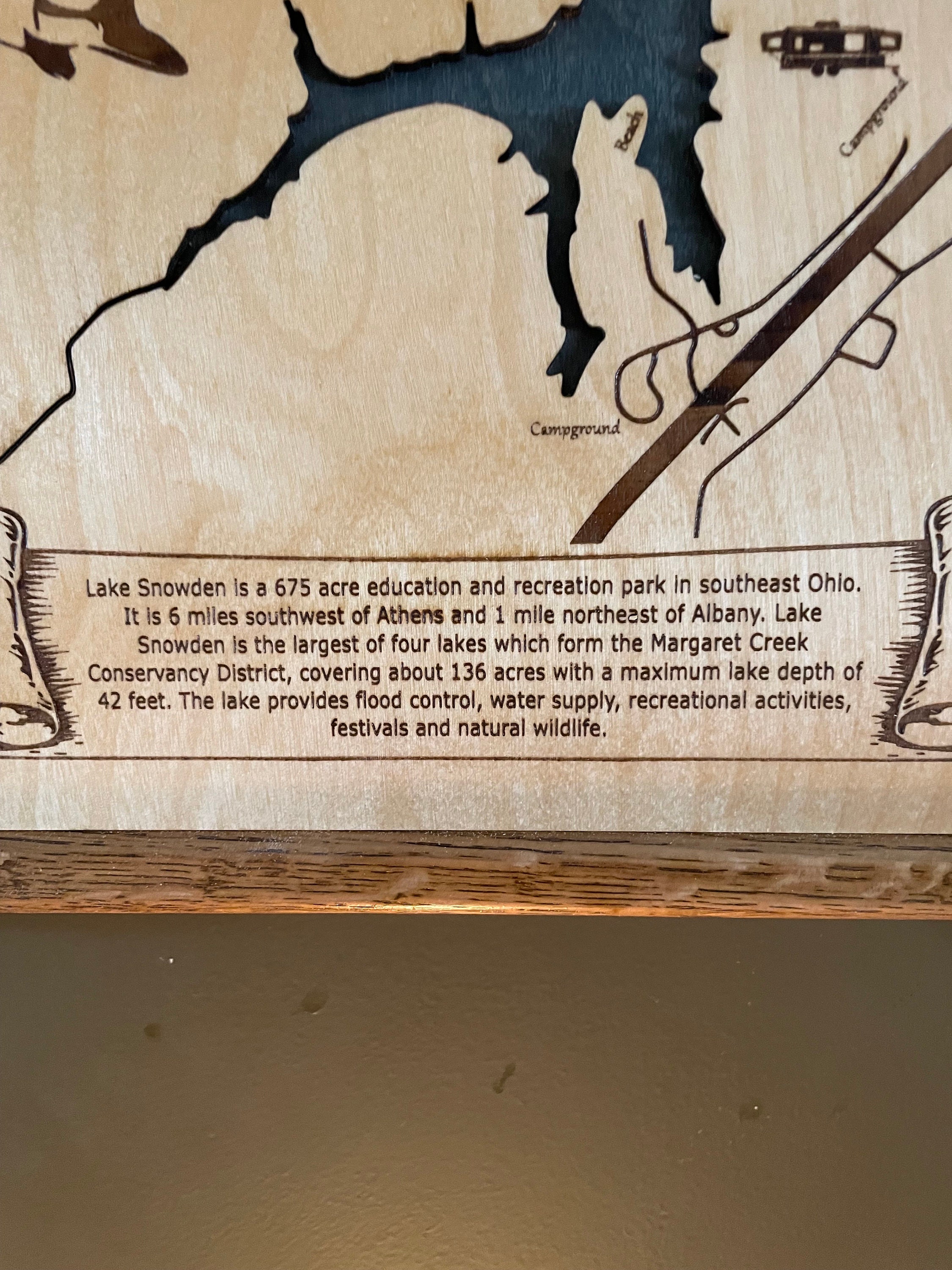 Lake Snowden Laser Engraved Lake Map Wall Art - Etsy