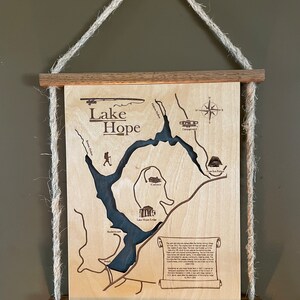Laser Engraved Lake Map Lake Hope Wall Art - Etsy