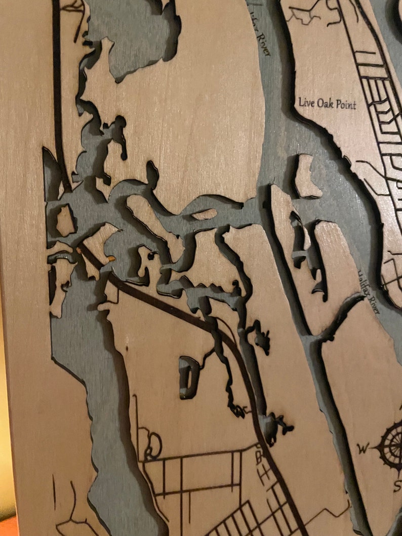Laser Engraved Ponce Inlet Wood Map – Nautical Coastal Wall Art - Etsy