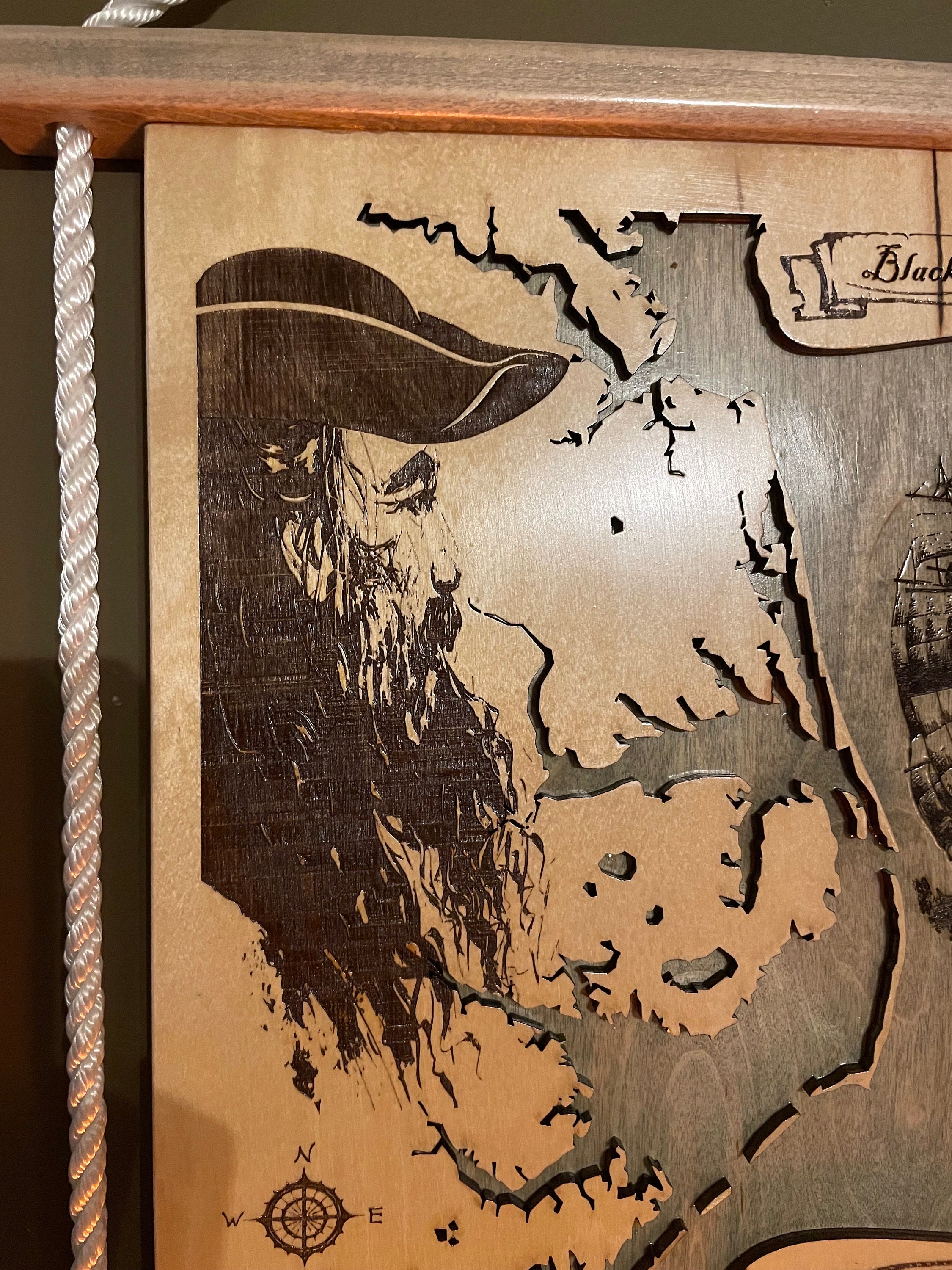 Blackbeard Map of Outer Banks Wall Art Coastal Decor - Etsy