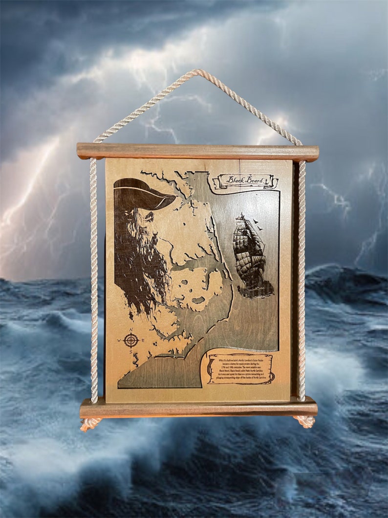 Blackbeard Map of Outer Banks Wall Art Coastal Decor - Etsy