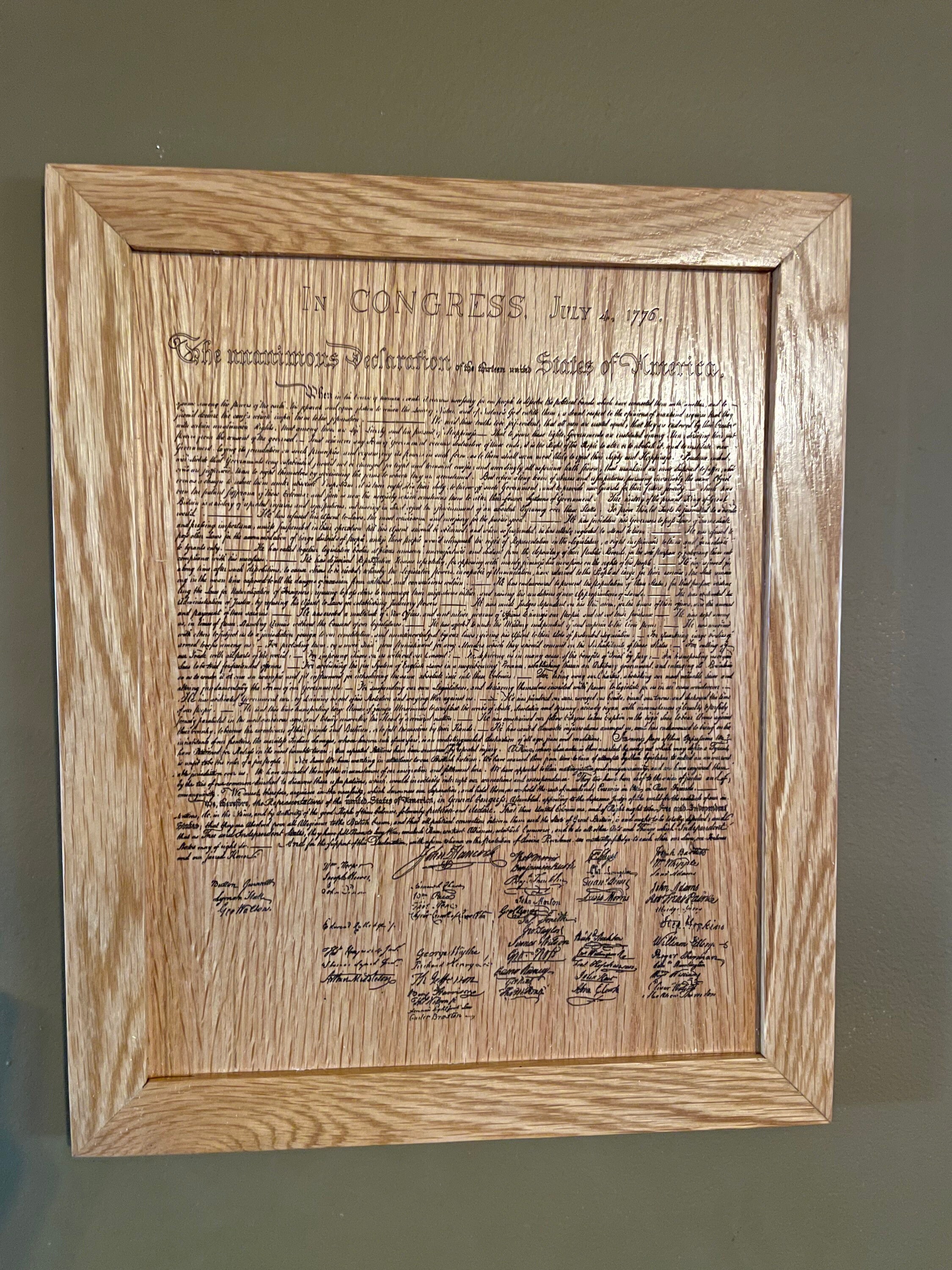 Declaration of Independence Laser Engraved Wall Art - Etsy