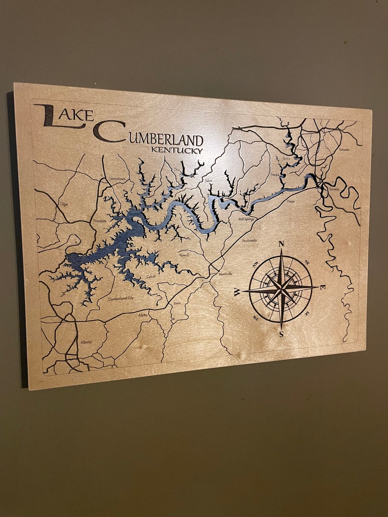 Lake Cumberland Wooden Map - Engraved Kentucky Lake Art - Etsy