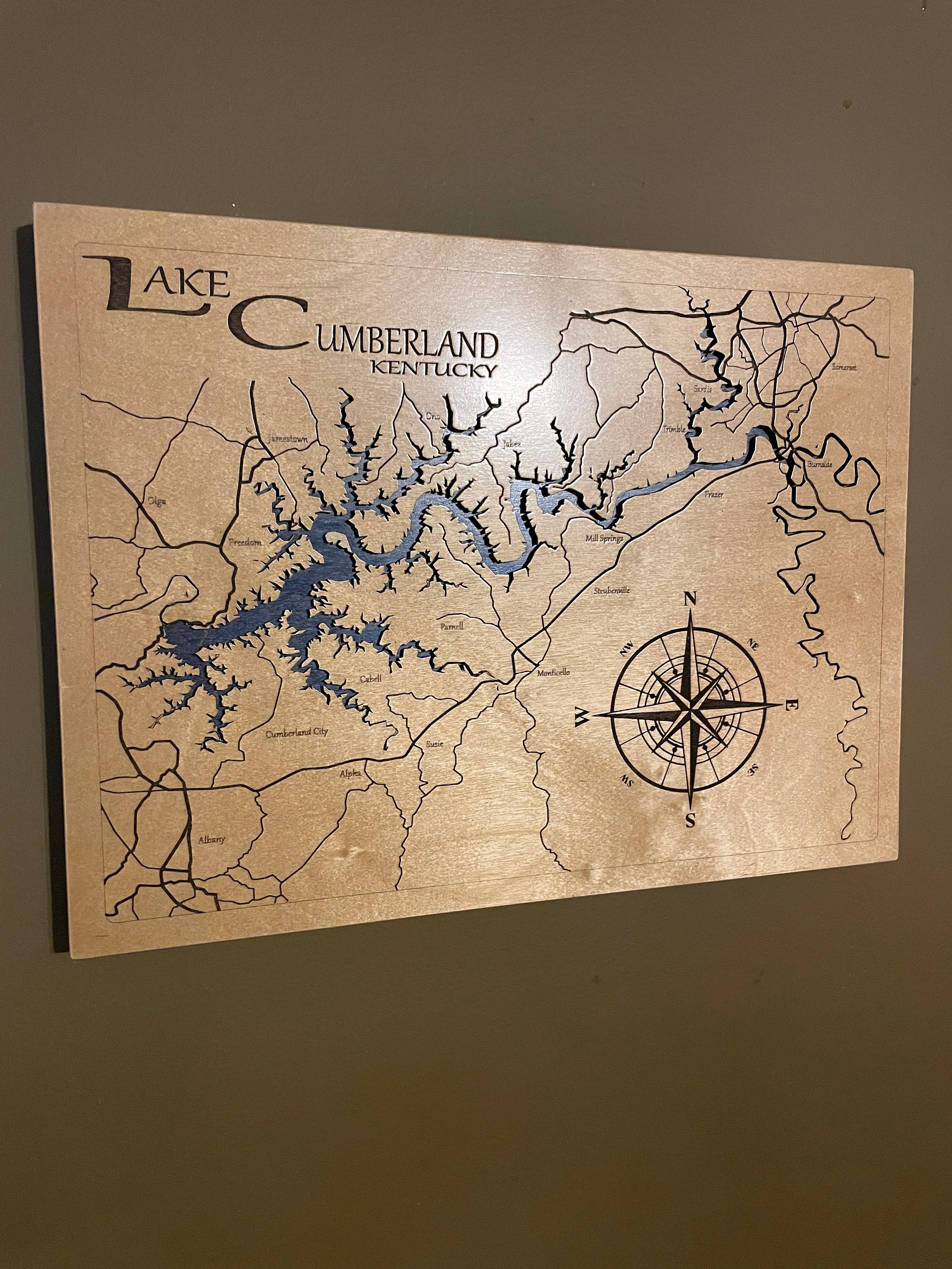 Lake Cumberland Kentucky Laser Engraved Map - Etsy