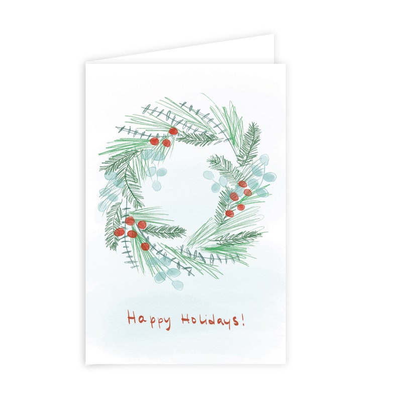 Holiday Wreath Card Single Card - Etsy