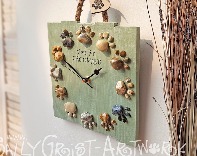 TIME for a Pebble Paw Print Clock Unique Wooden Clock in - Etsy