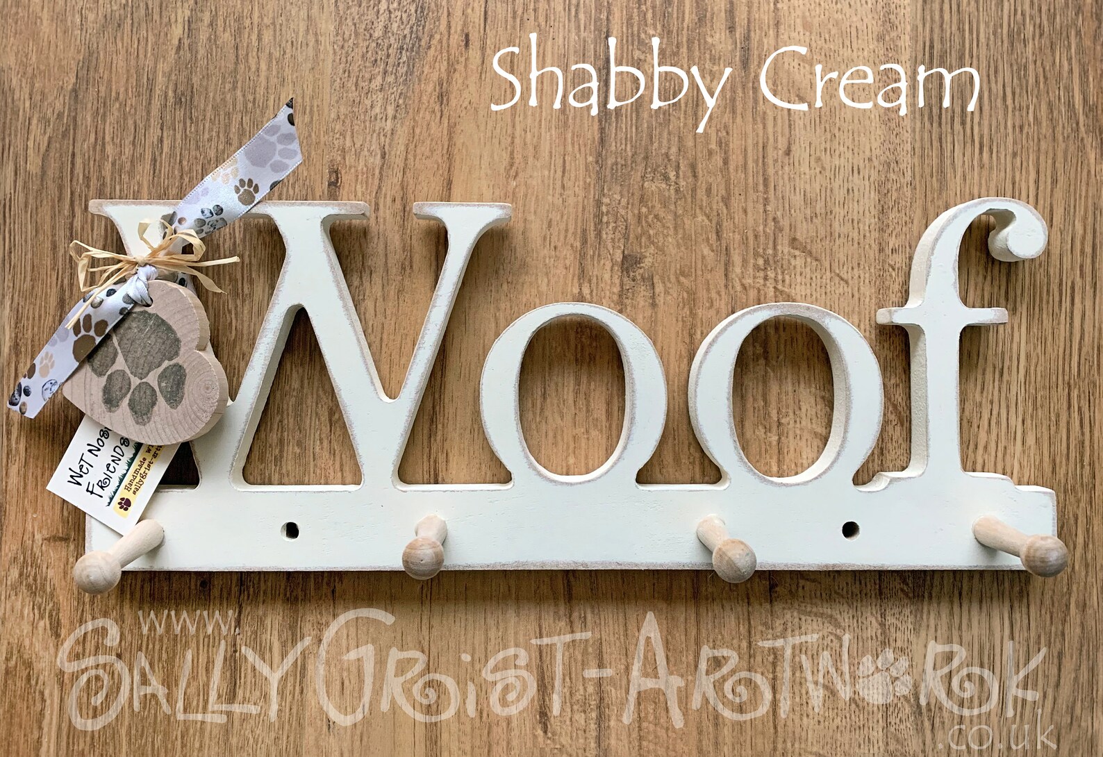 Handmade Dog Lead Hanger – Rustic “WOOF” Peg Rack, Wooden Dog Leash ...