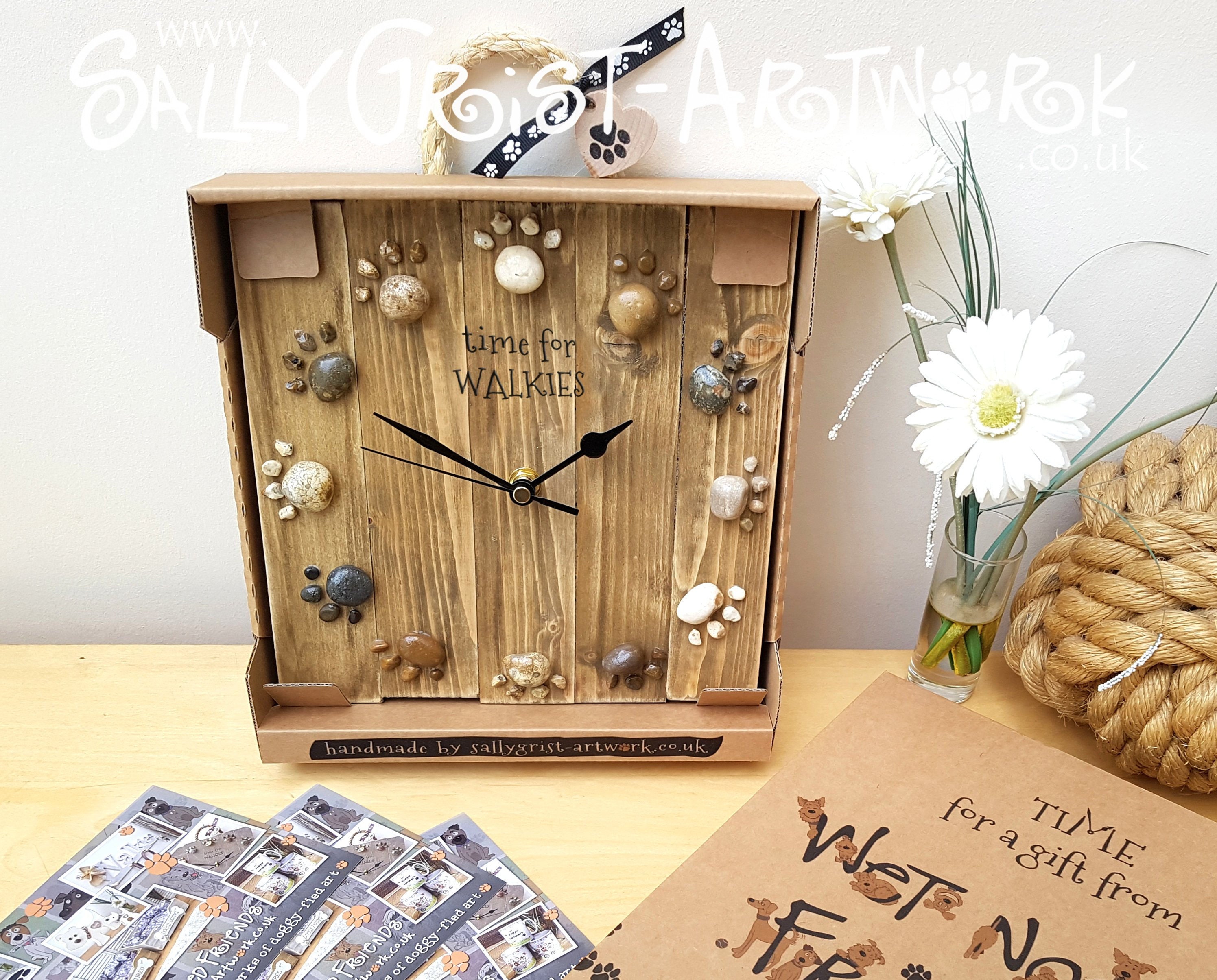 Time for a Gift Wooden Barnwood-style Clock With Pebble - Etsy UK