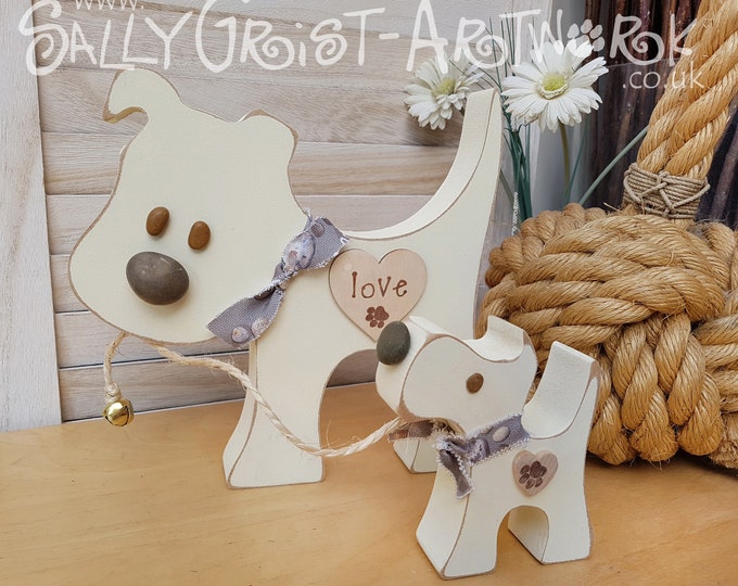 PUPPY LOVE! Pair of Wooden Doggies, Handmade 'square' Dogs. - Etsy