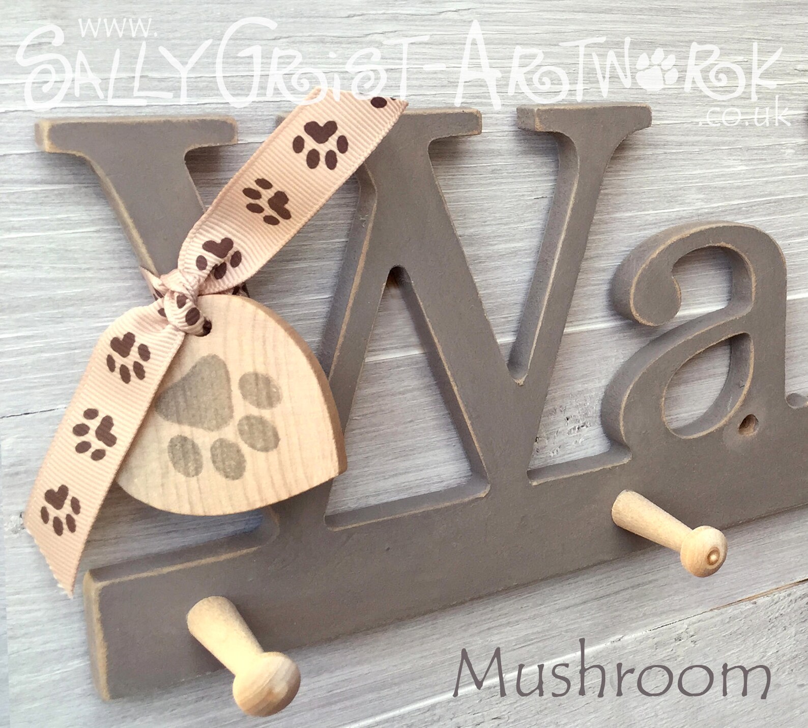 Handmade Dog Lead Hanger – Rustic “WOOF” Peg Rack, Wooden Dog Leash ...