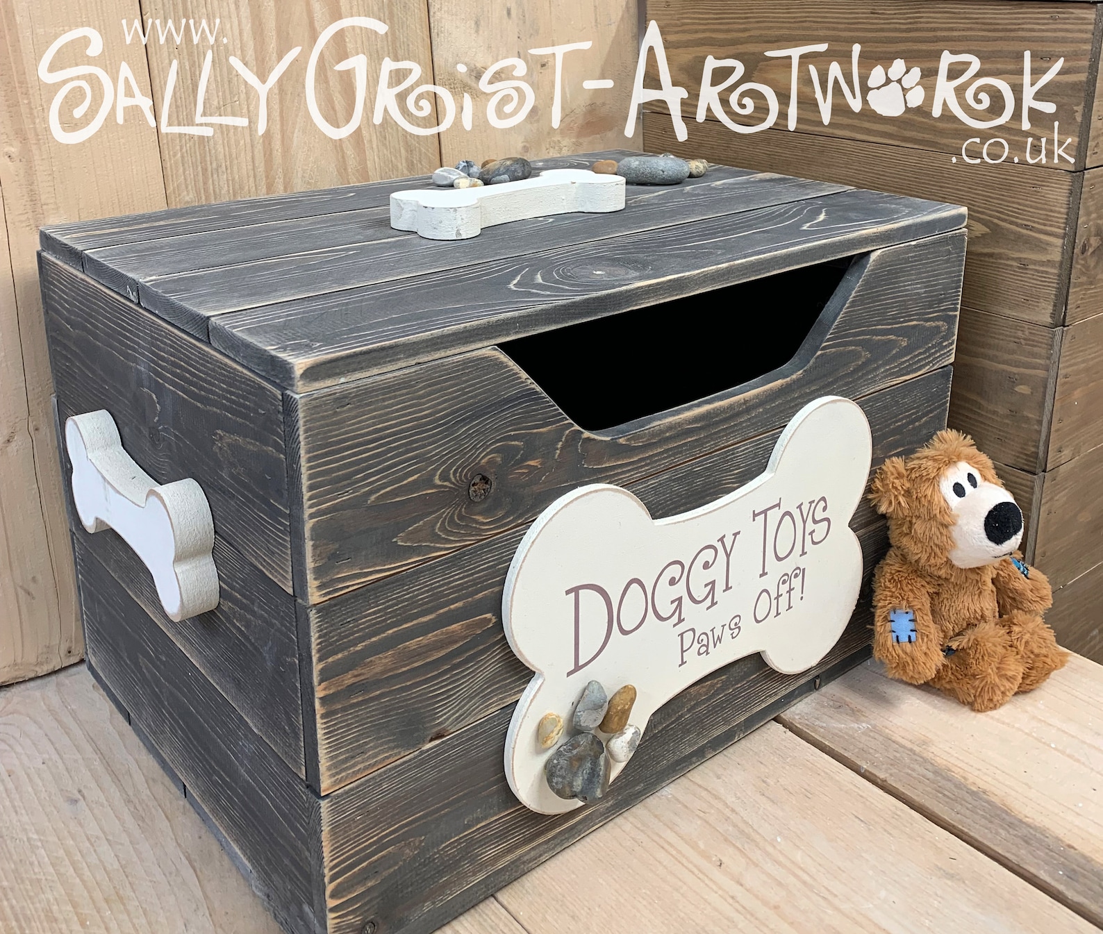 Wooden Doggy Toy Box Handmade Unique and Totally GORGEOUS - Etsy