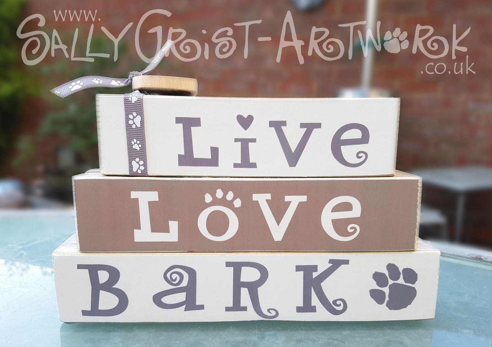Live, Love, Bark! Stack of Ornamental Shabby Blocks, Handmade From ...