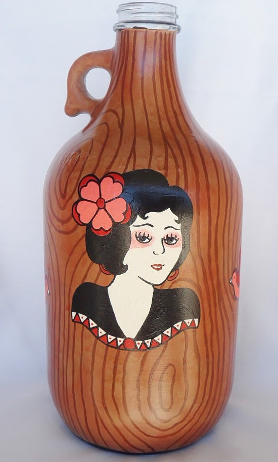 Items similar to Pin Up Girl, Tattoo-Inspired Growler - Original Design ...