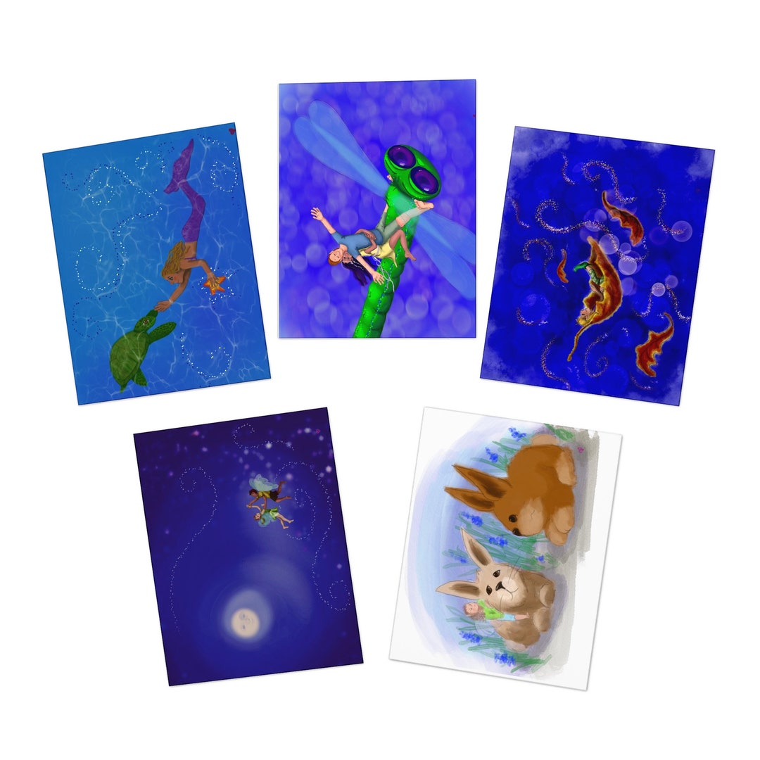 Whimsical Greeting Cards 5-pack - Etsy