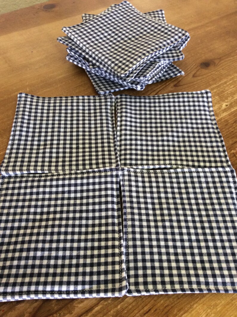 Navy Blue and White Gingham Check Coasters Fabric Coasters - Etsy