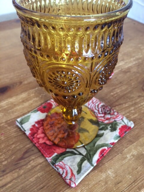 French Red Floral Bright Pop of Color Beverage Coasters - Etsy