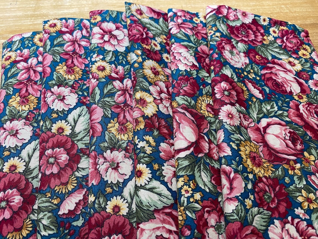 Bright and Colorful Floral Cloth Napkins, Set of 6, 18 Inch Dinner ...