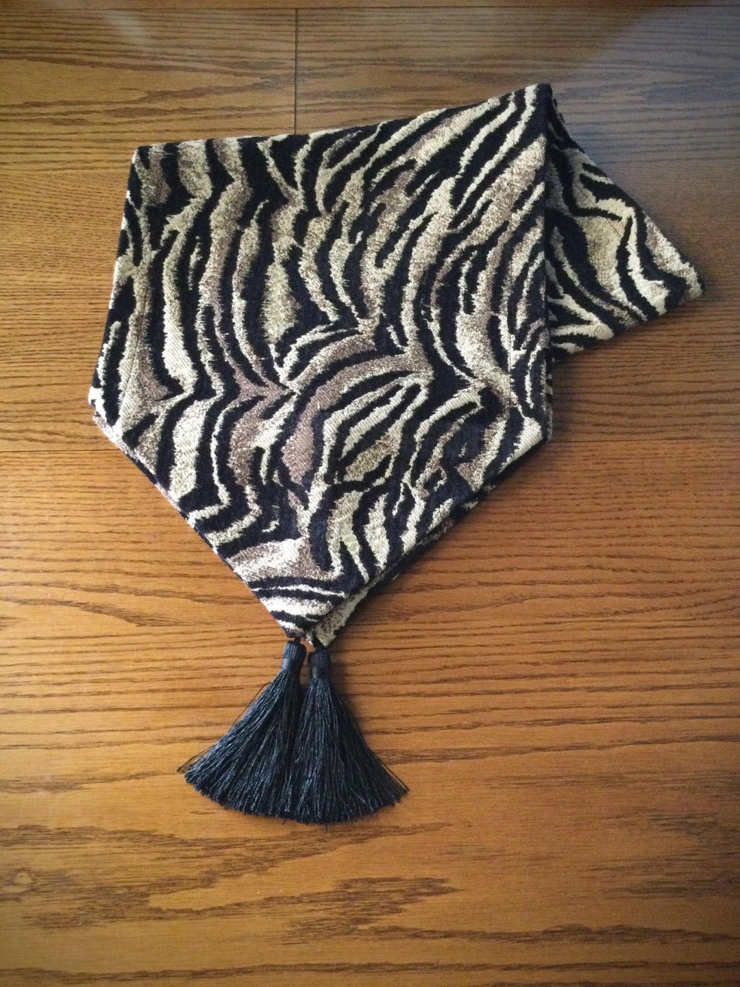 Tapestry Table Runner, Congo, Safari Black Multi Color. Wild Animal ...