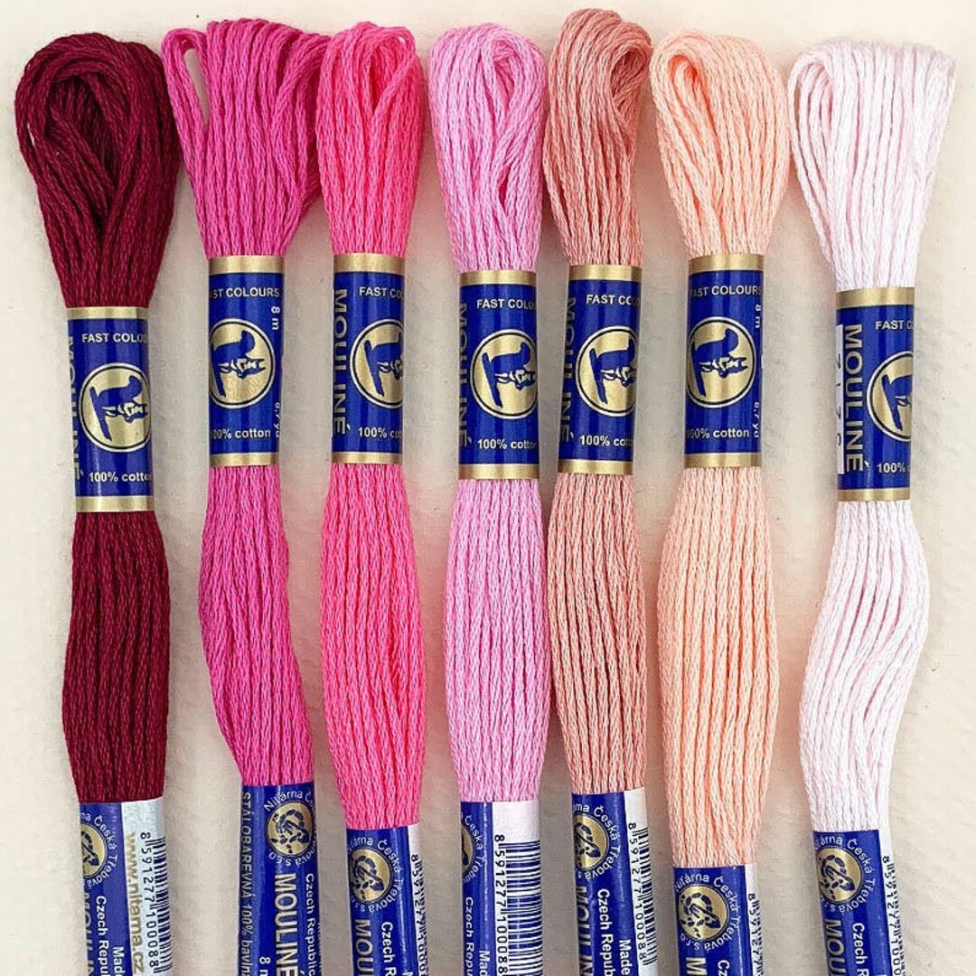 Embroidery Floss - "pink Mix" Color Mix - 7 Skeins - Bohemian Cotton ...